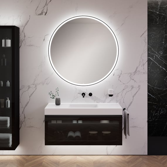 neoro n80 fumo vanity unit W: 120 cm with 1 pull-out, with Parsol glass ...