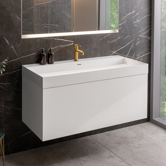 neoro n50 vanity unit W: 120 cm, with 1 pull-out compartment white high ...