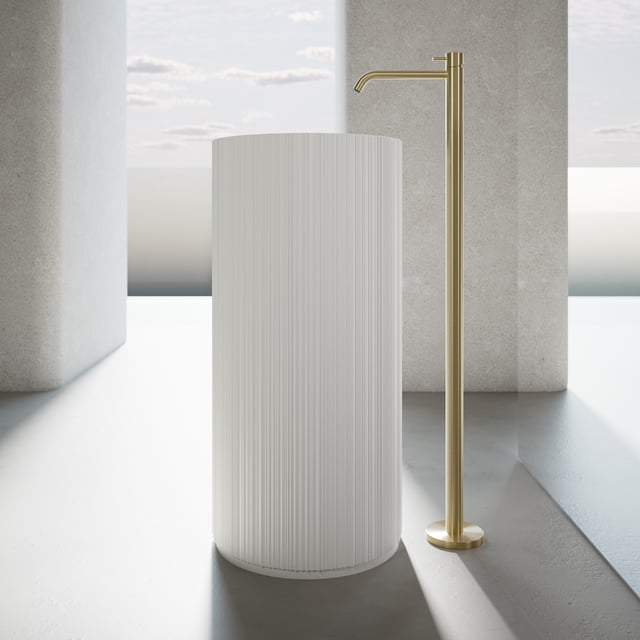 neoro n40 Lavabo colonne rond sans trou de robinetterie Ø 42 H: 90 cm ...