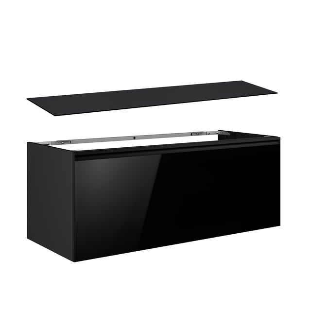 neoro n80 fumo – Designbad mit Badmöbelanlage & Spiegel, Dusche & Armaturen