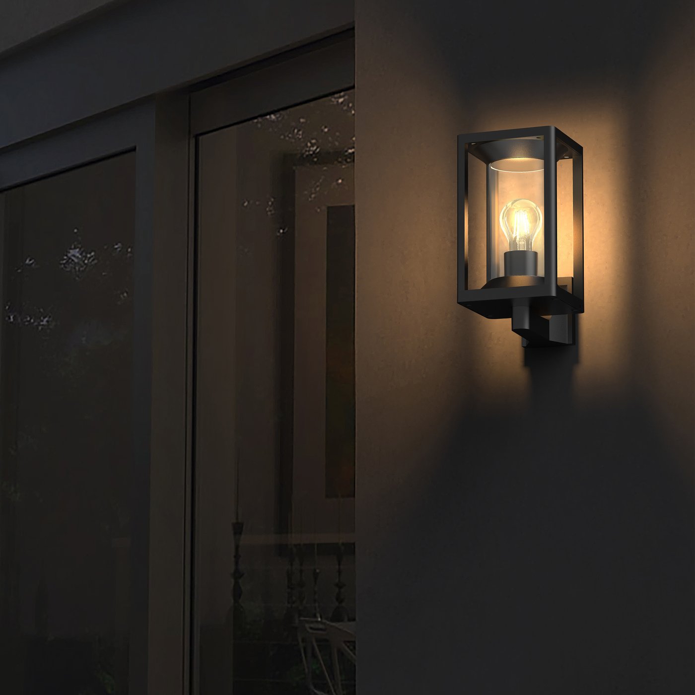 Onooro DESPINA wall light, E27 dimmable, matt black/clear ...