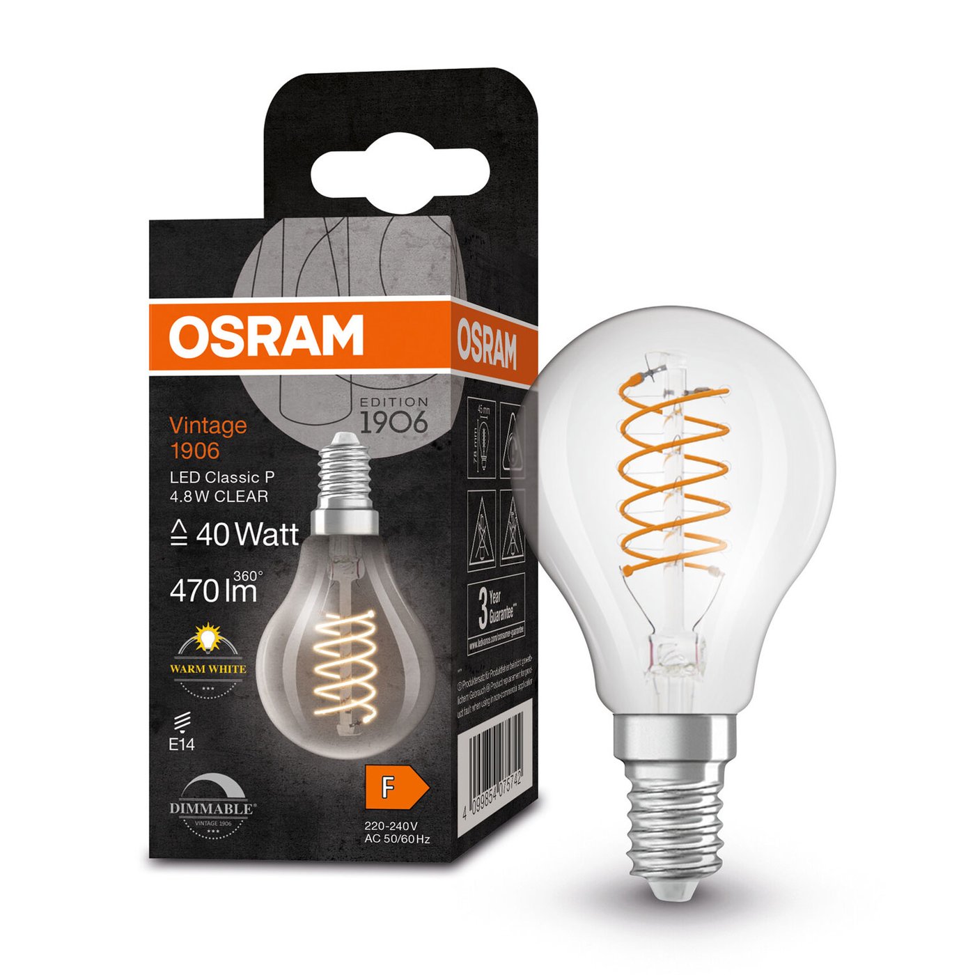 Osram Universal LED-Lampe E14, 2700 K, 4,8 W dimmbar, klar ...