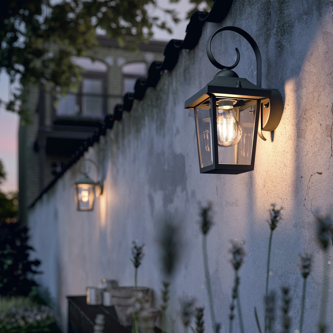 Philips Buzzard wall light, E27 dimmable, black - 8718696156797 | REUTER