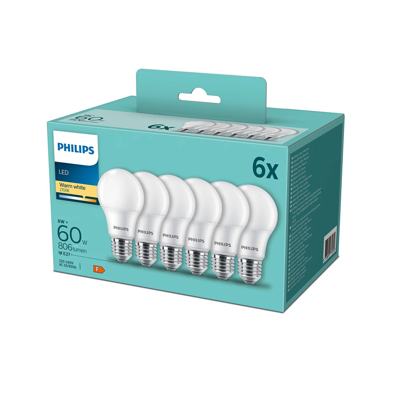 Philips LEDclassic set of 6 A60 E27, 2700 K, 6 W milk glass ...