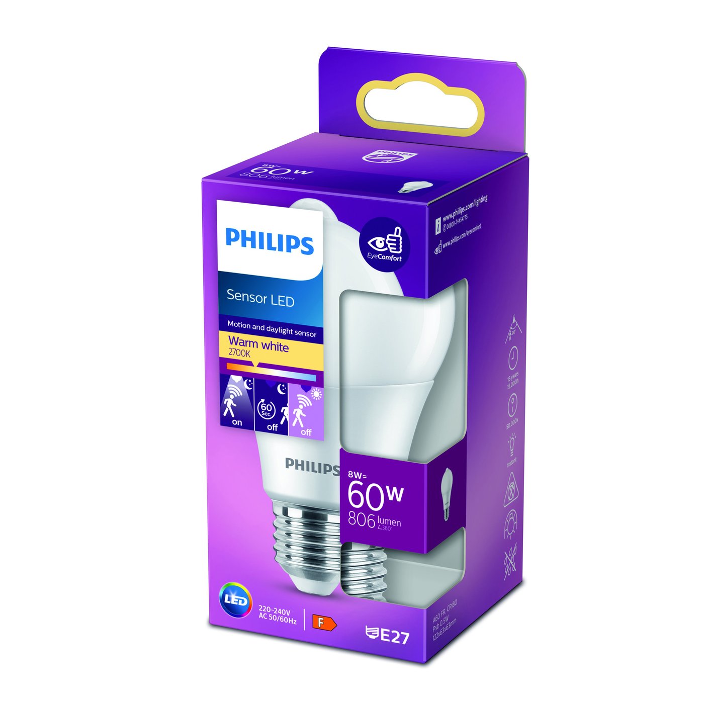 Philips LEDclassic LED lamp A60 E27, 2700 K, 8 W milk glass ...