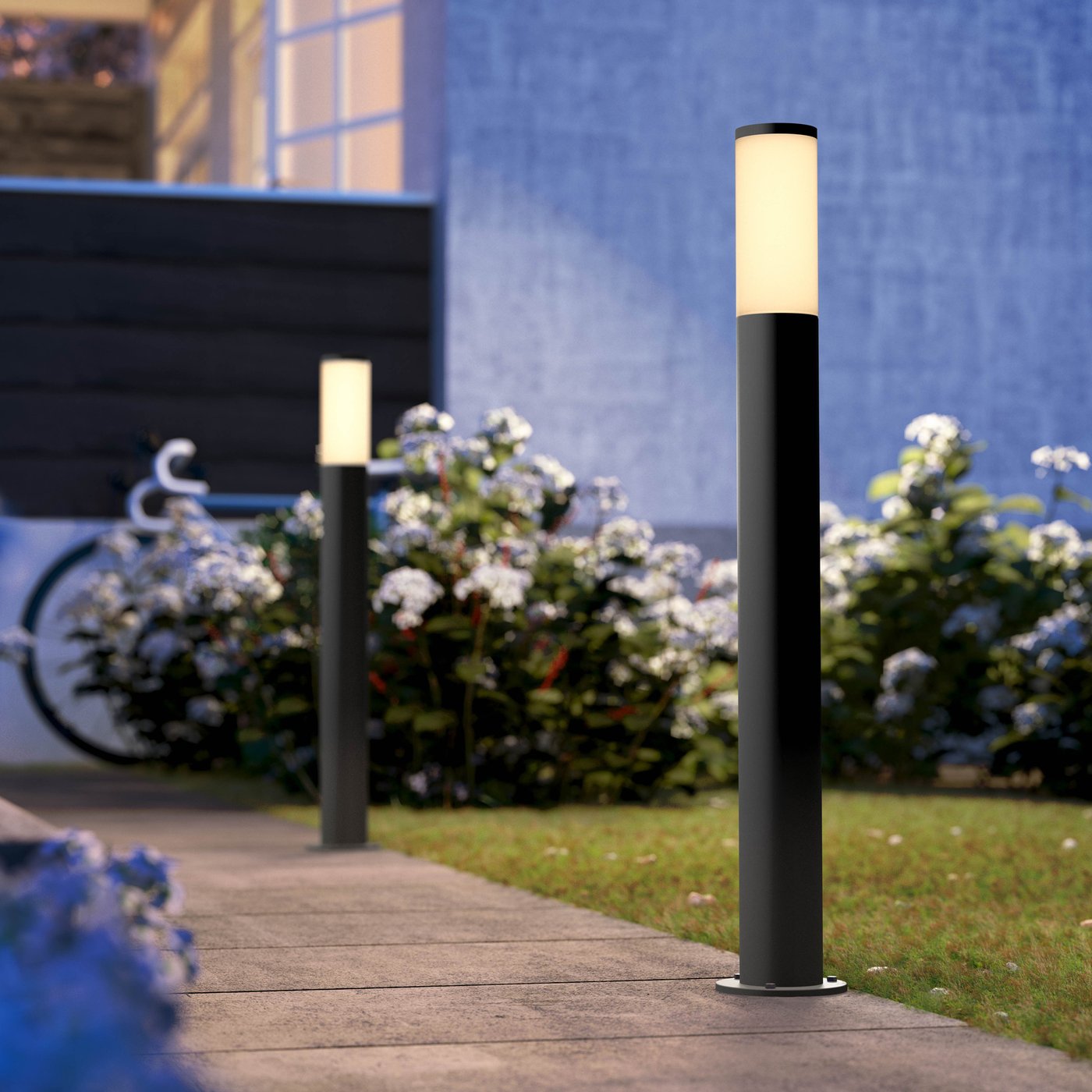 Philips Utrecht bollard light, E27 dimmable, milk glass - 8719514417557 ...