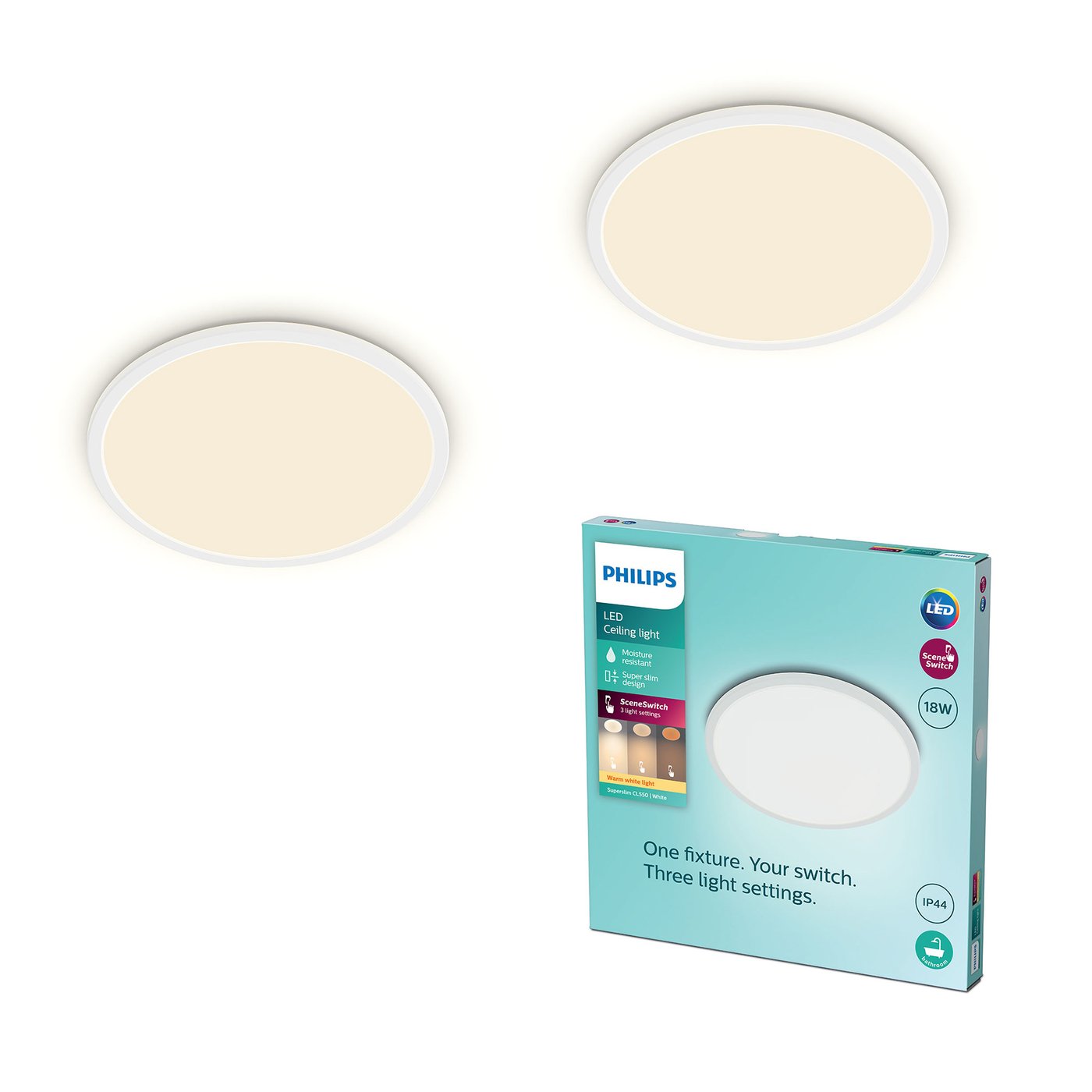 Philips Super Slim set of 2 LED panels dimmable, white - 8721103042941 ...
