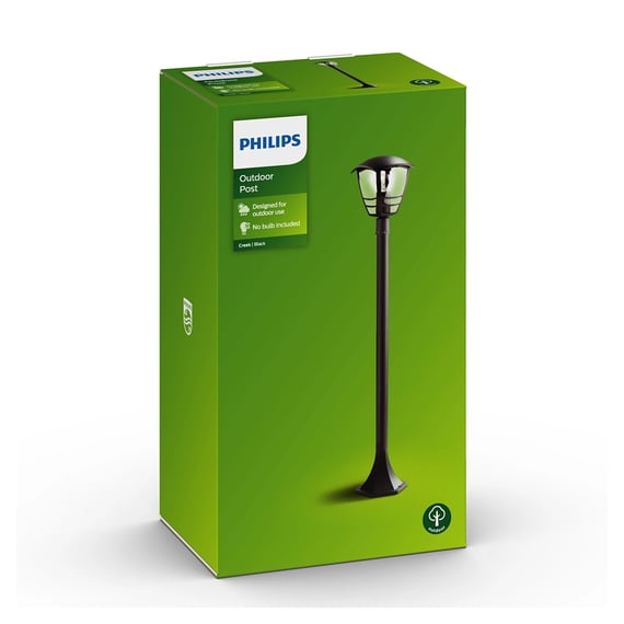 Philips Creek bollard light, E27 dimmable, black - 8718291443940 | REUTER