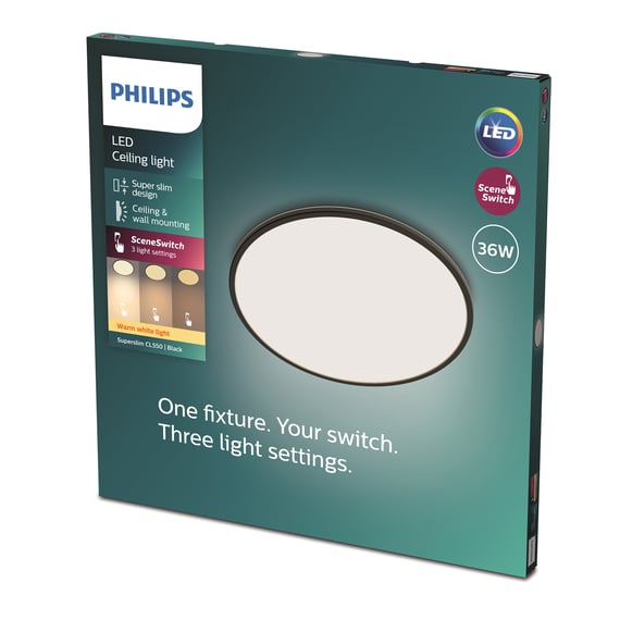 Philips Superslim wall light/ceiling light, LED dimmable, white ...