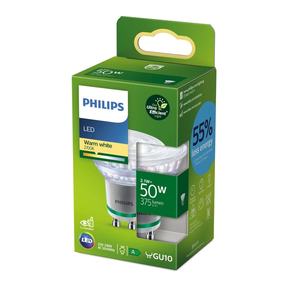 Philips LEDclassic Ultra Efficient PAR16 GU10, 2700 K, 2,1 W clear ...