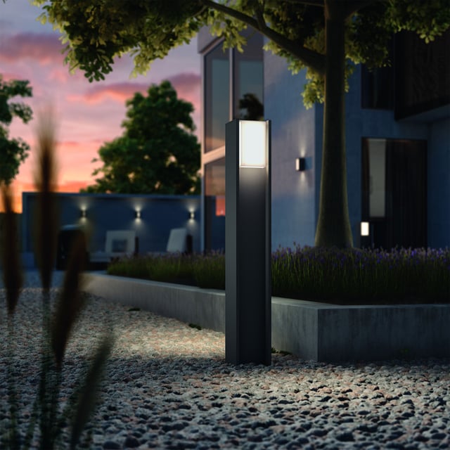 Philips Hue White Turaco bollard light, E27 dimmable, anthracite ...
