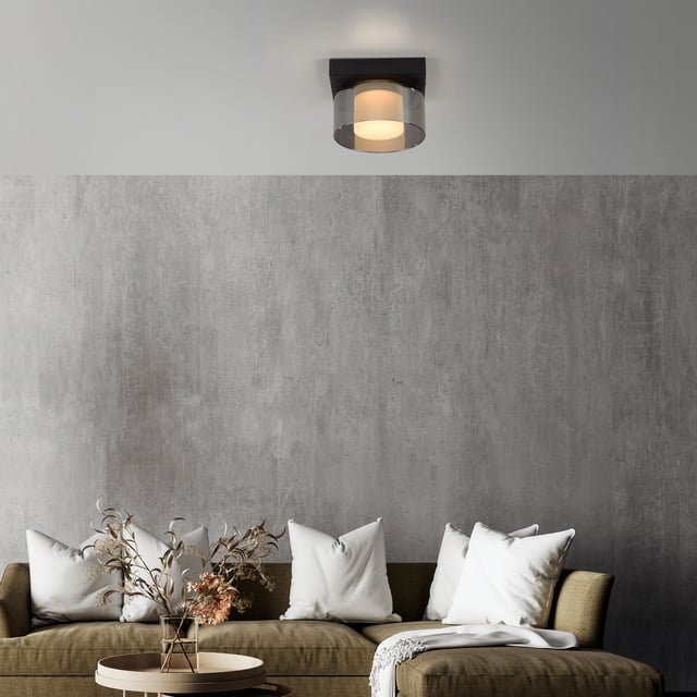 Paul Neuhaus Rika ceiling light, LED dimmable, black/smoke - 6162-18 ...