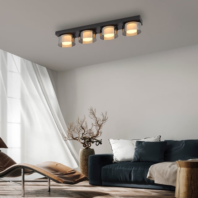 Paul Neuhaus Rika ceiling light, LED dimmable, black/smoke - 6164-18 ...