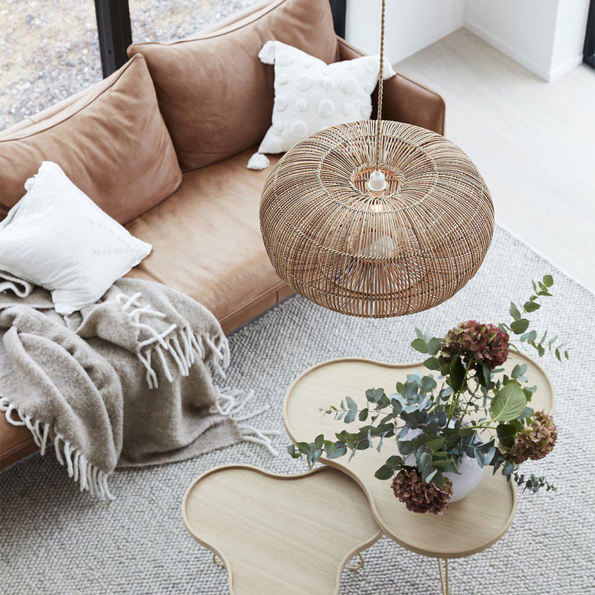 PR Home Zuri pendant light, E27 dimmable, natural - 7561-CT18 | REUTER
