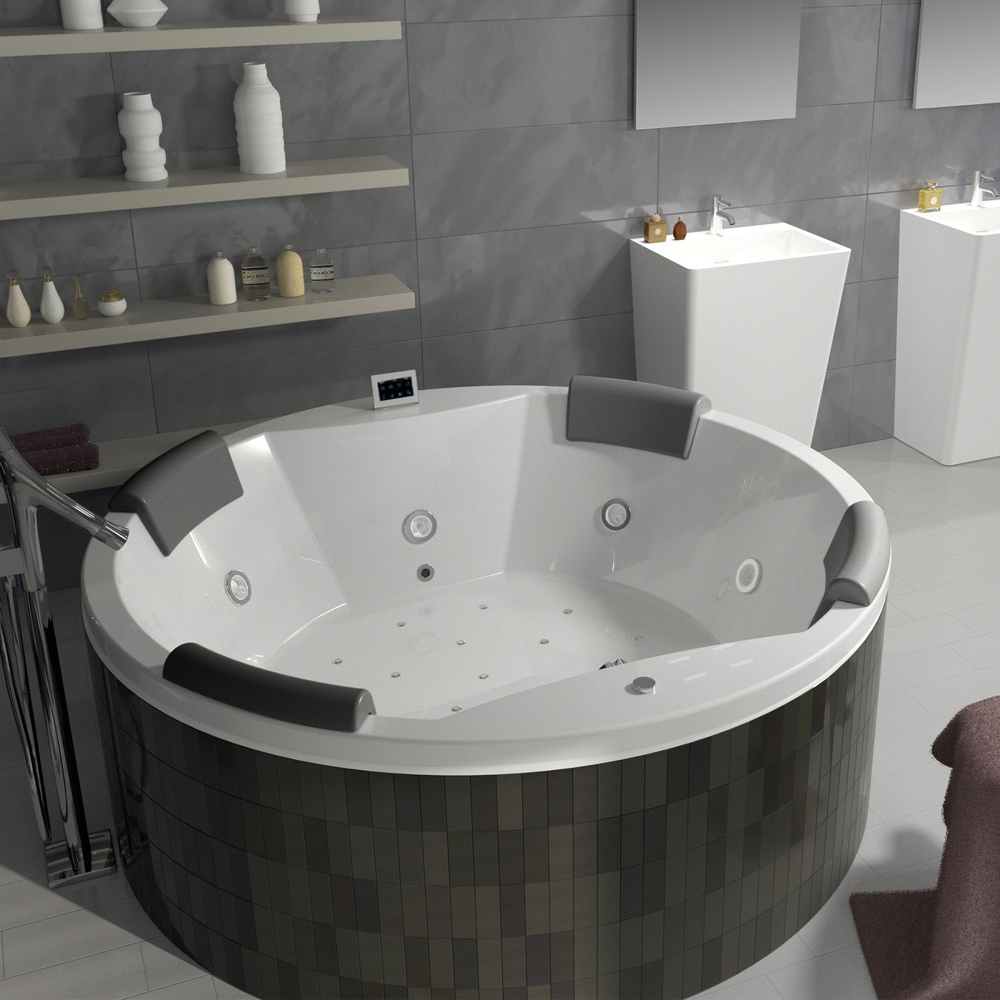 RIHO Carmen round whirlbath white/black - B038004005 | REUTER