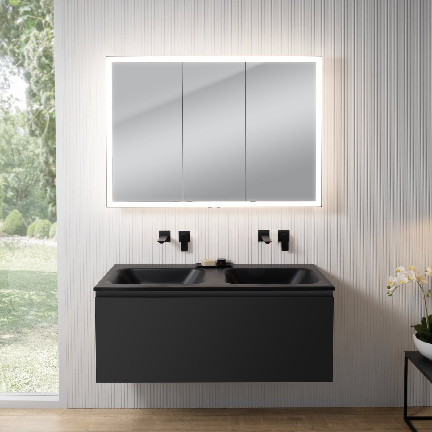 rivea Dia vanity unit W: 121 cm with 1 pull-out compartment, double ...