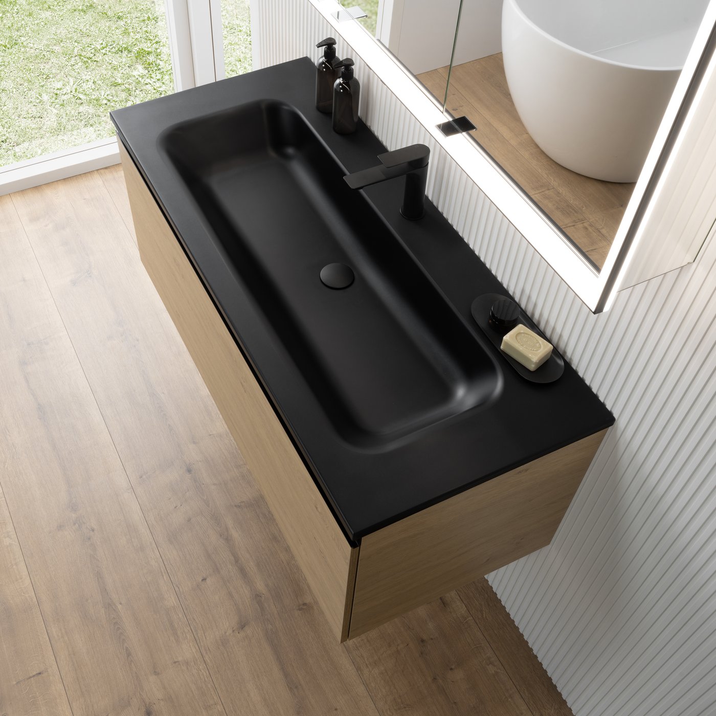 rivea Dia vanity unit W: 121 cm with 1 pull-out compartment, washbasin ...