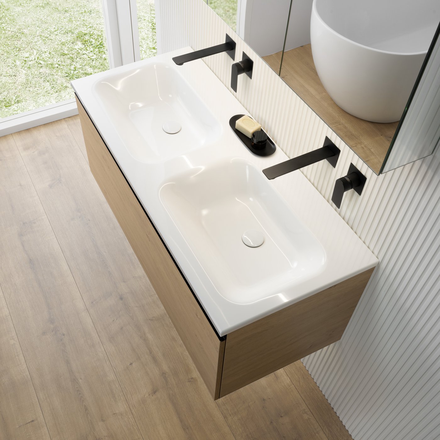 rivea Dia vanity unit W: 121 cm with 1 pull-out compartment, double ...