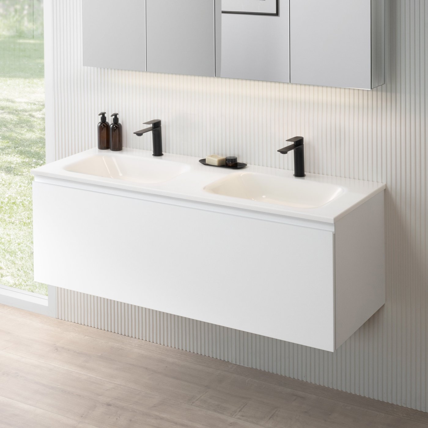 rivea Dia Unterschrank B: 141 cm mit 1 Auszug, Doppelwaschtisch mit 2 ...