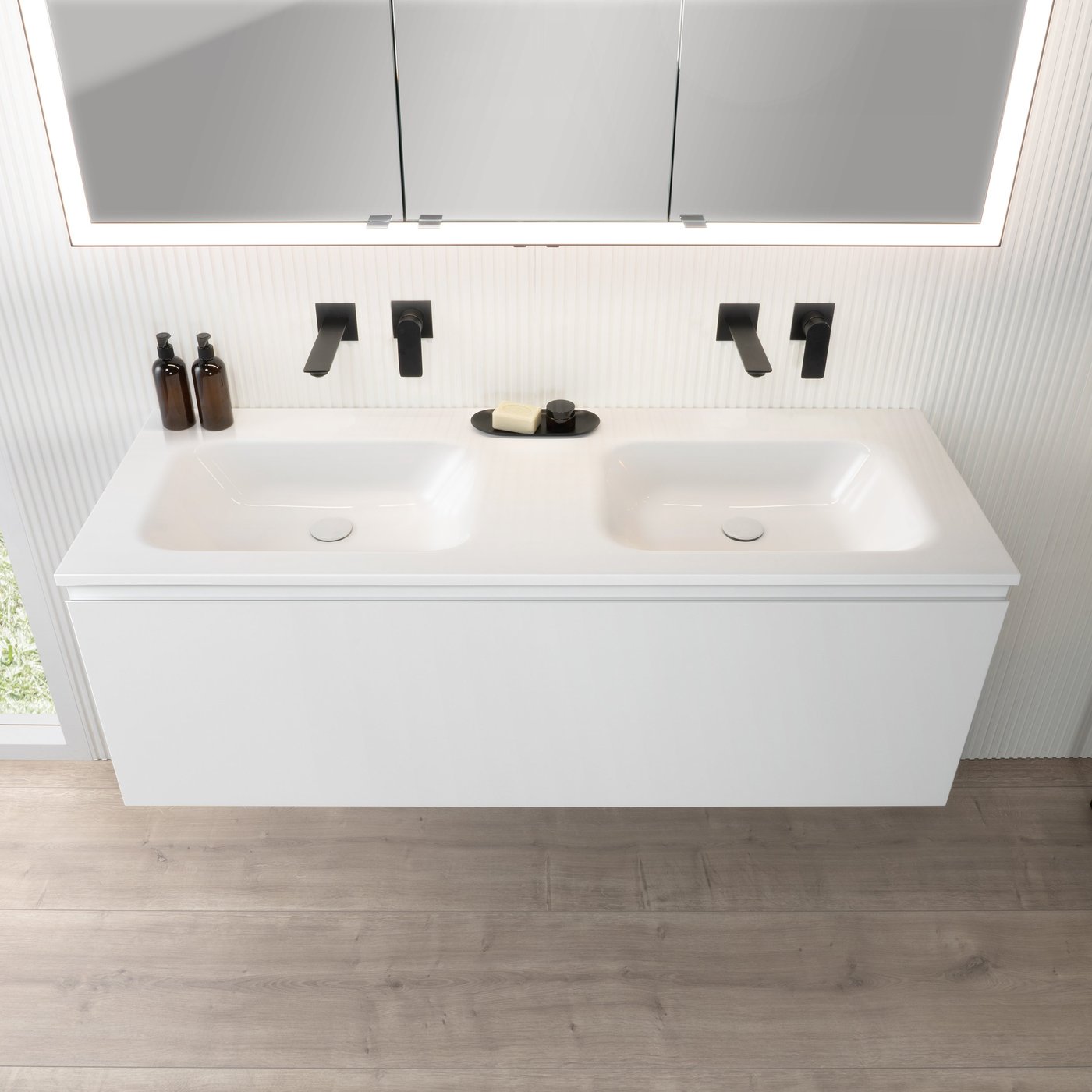 rivea Dia Unterschrank B: 141 cm mit 1 Auszug, Doppelwaschtisch ohne ...