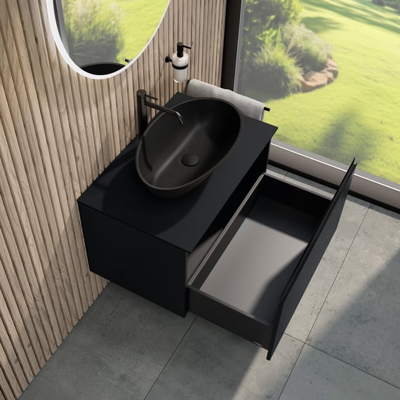 rivea Dia vanity unit W: 80 with 1 pull-out compartment, washbasin W ...