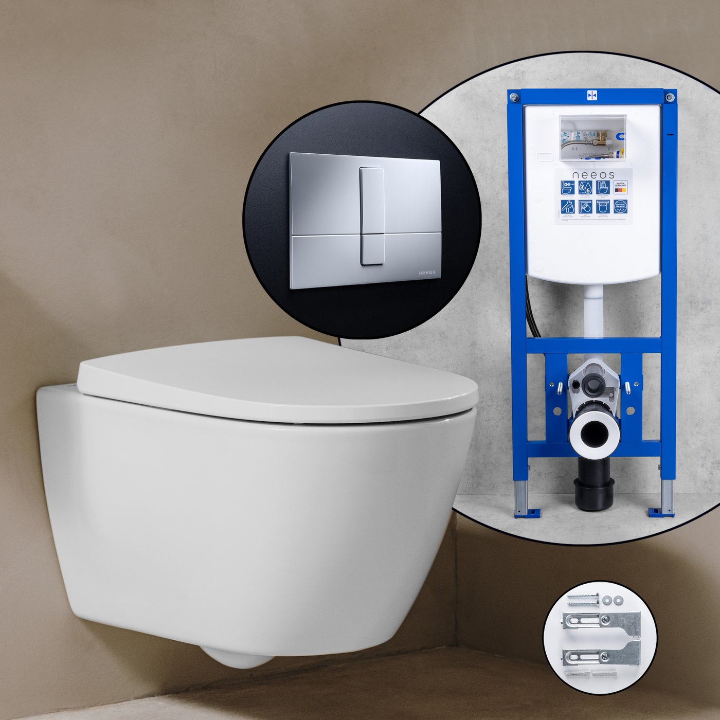Roca Ona Complete SET wall-mounted toilet with neeos pre-wall element ...