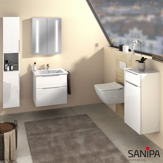 Sanipa 3way washbasin with vanity unit, 2 pull-out compartments pine ...