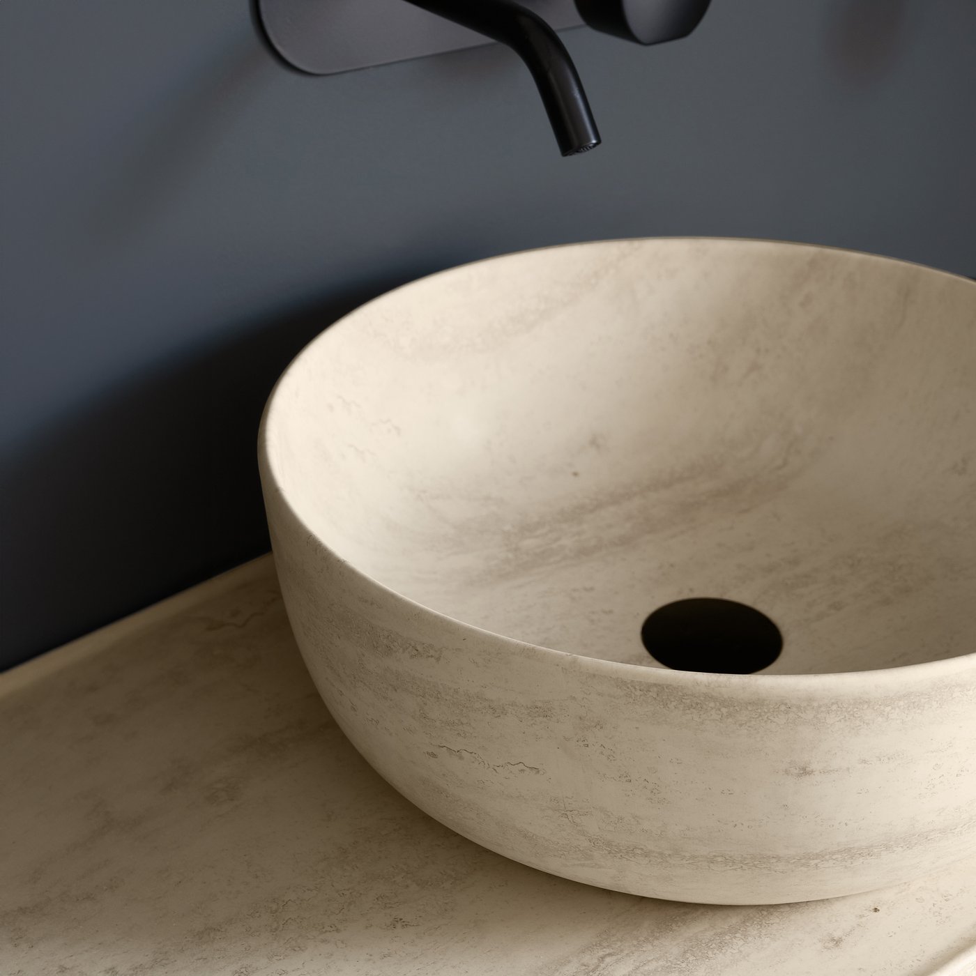 Scarabeo Glam countertop washbasin with BioKer, travertine - 1807EBK ...