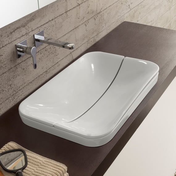 Scarabeo Mizu drop-in basin with BioKer, white - 9004BK | REUTER