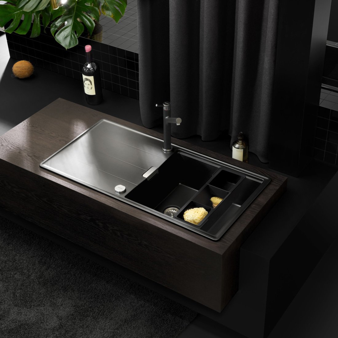 Schock Tia kitchen sink with colander & functional bowl, stone ...