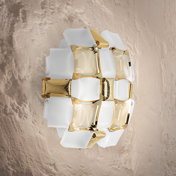 Slamp Mida wall light/ceiling light, E14 dimmable, white/gold ...