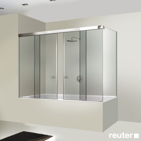 Sprinz Tansa bath screen, movable with SpriClean, light crystal, silver ...