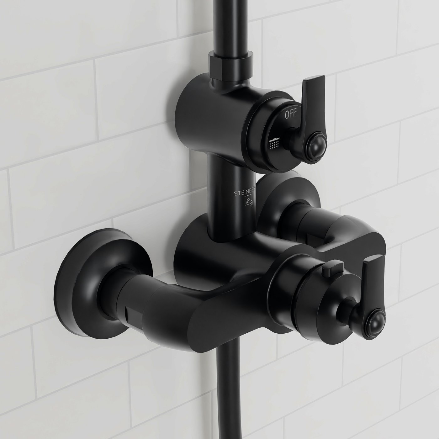 Steinberg 350 exposed shower system with thermostat matt black - 350 ...