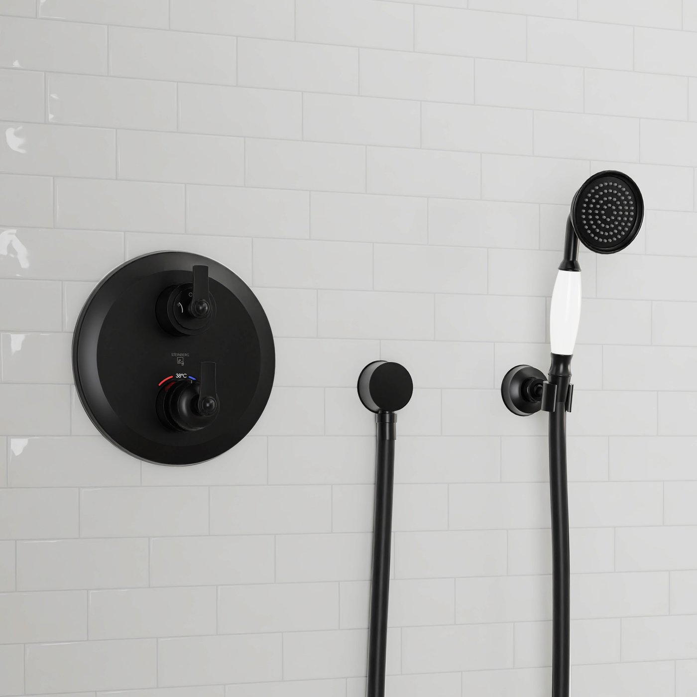 Steinberg 350 concealed shower fitting with thermostat matt black - 350 ...