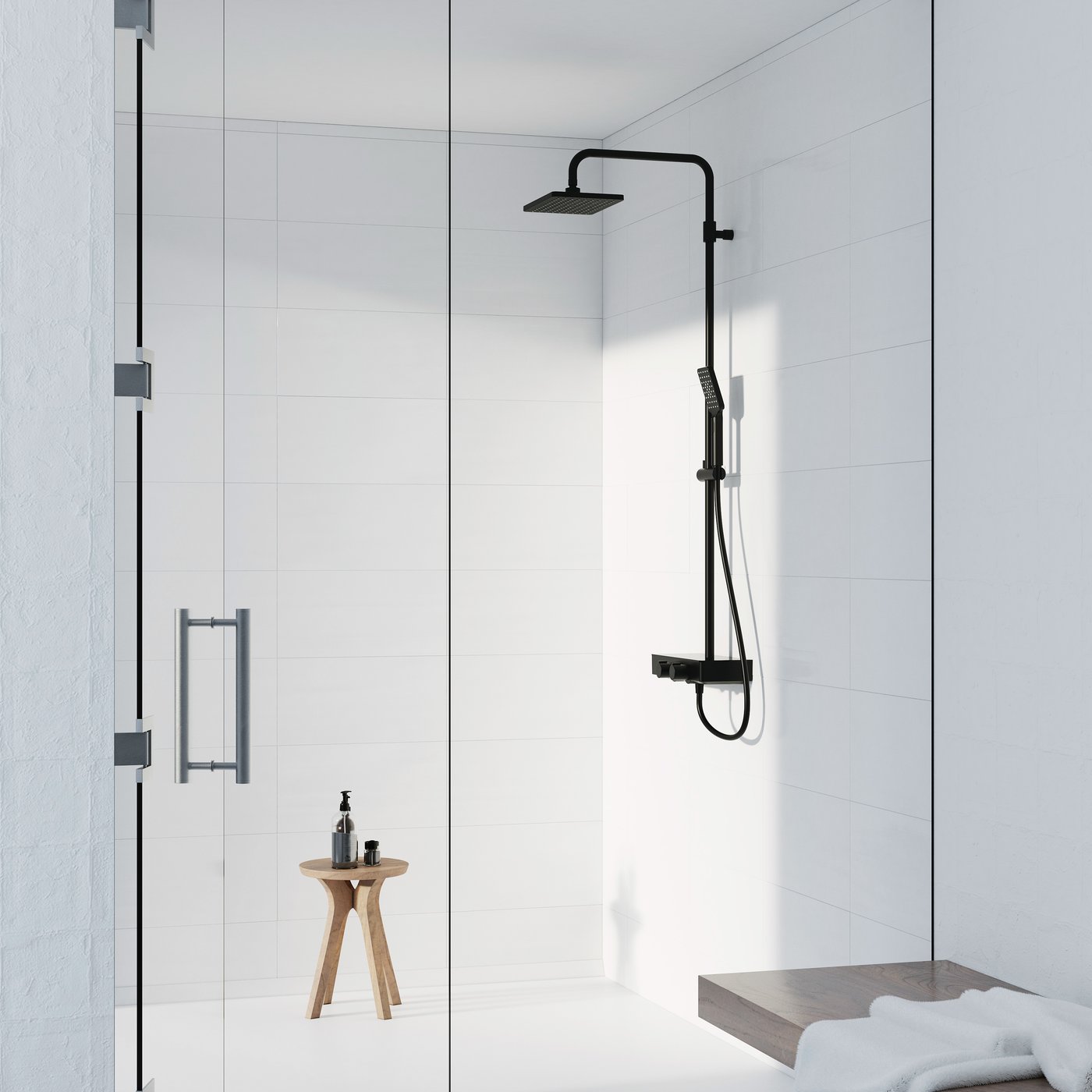 Steinberg 390 exposed shower system with thermostat matt black - 390 ...
