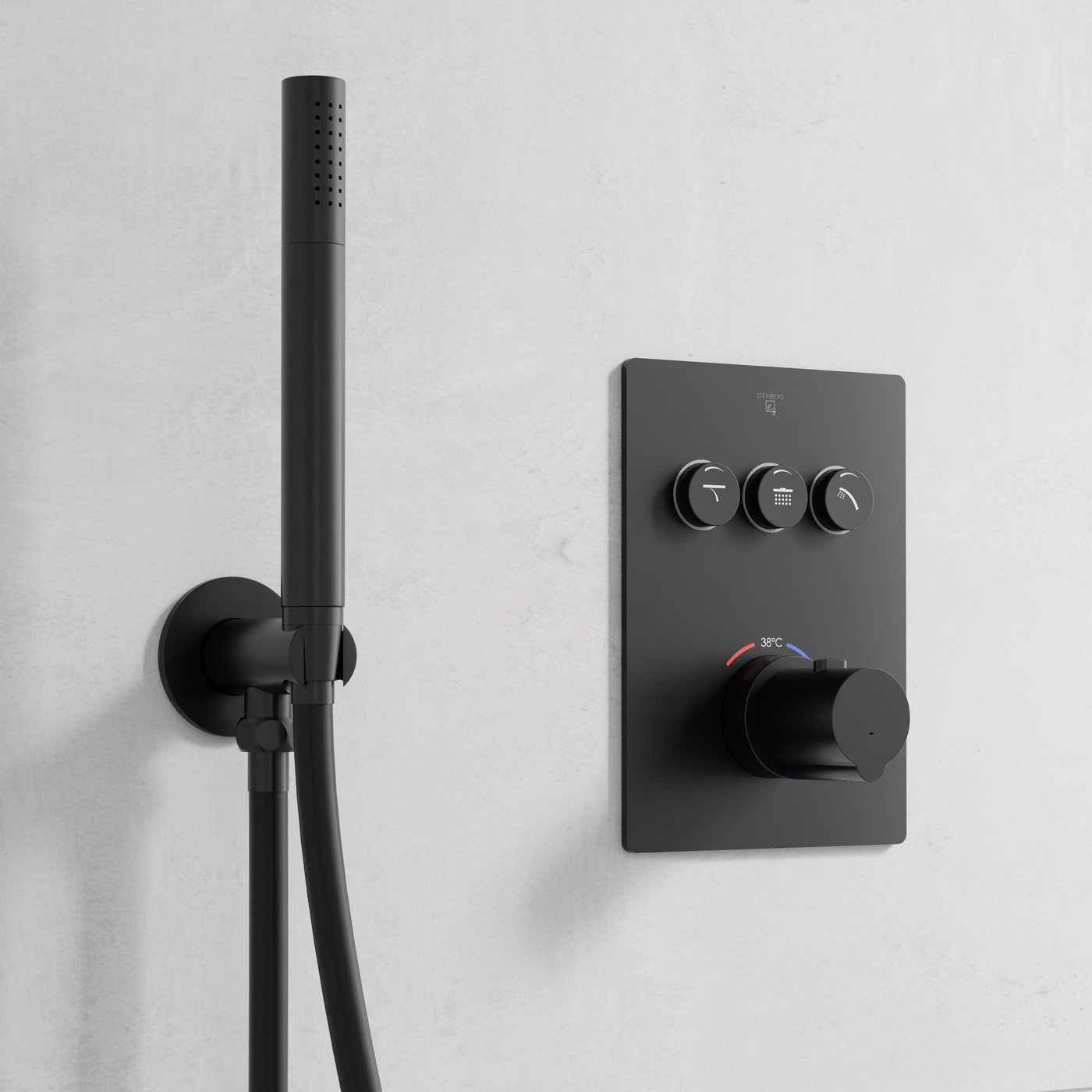 Steinberg 120 concealed shower fitting with thermostat matt black - 390 ...