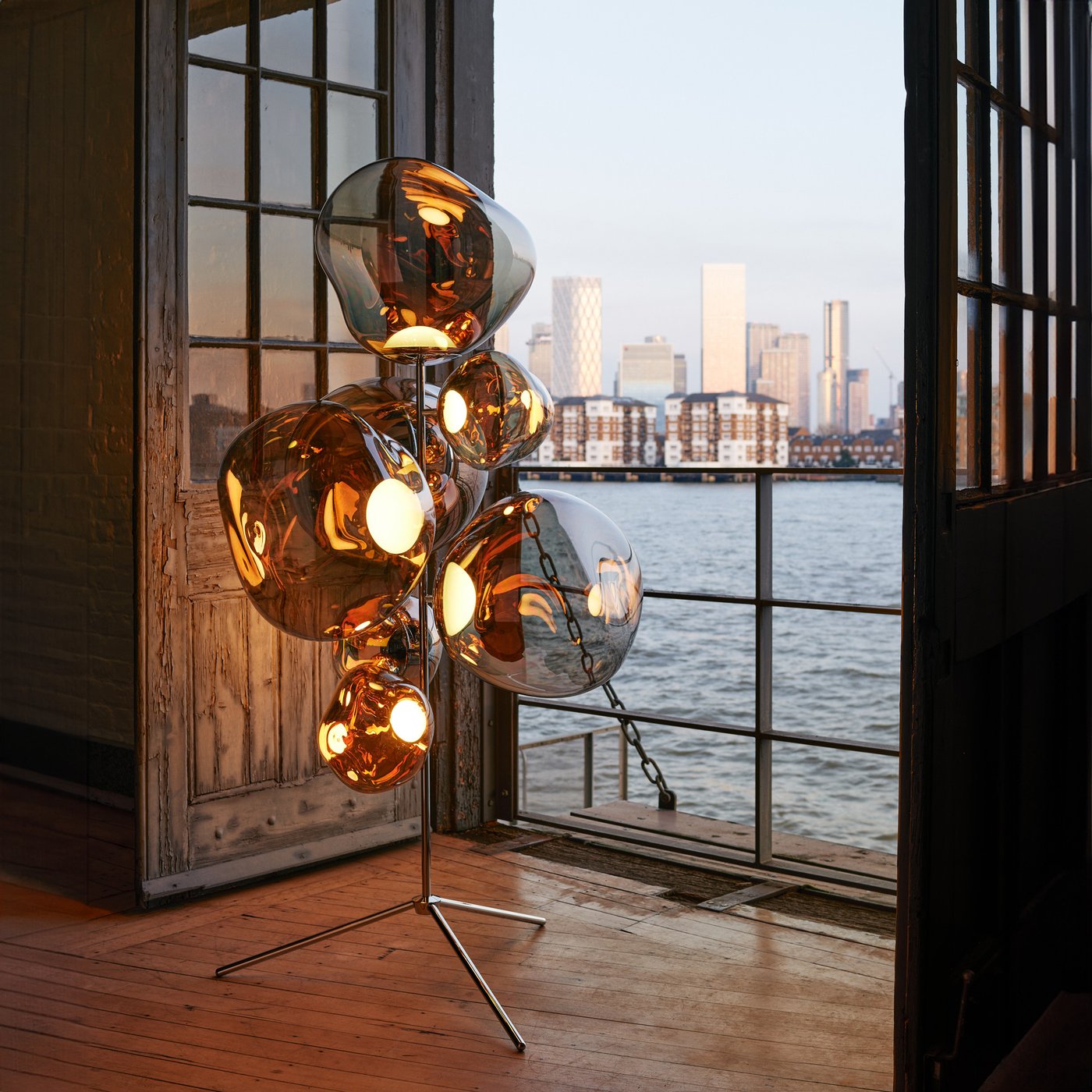 Tom Dixon Melt floor lamp, LED, 7 heads dimmable, bronze - LEDFC02UN ...