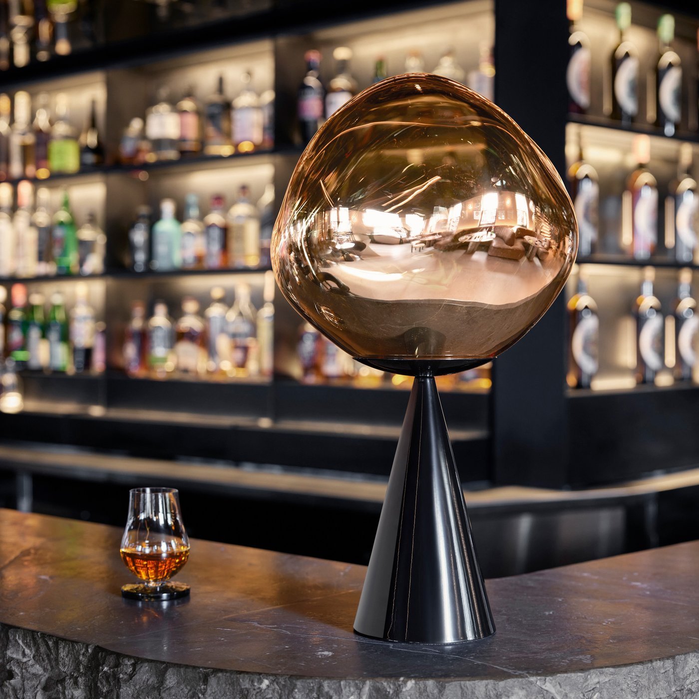 Tom Dixon Melt table lamp, LED dimmable, copper - MES02CO+CONT01BKUN ...