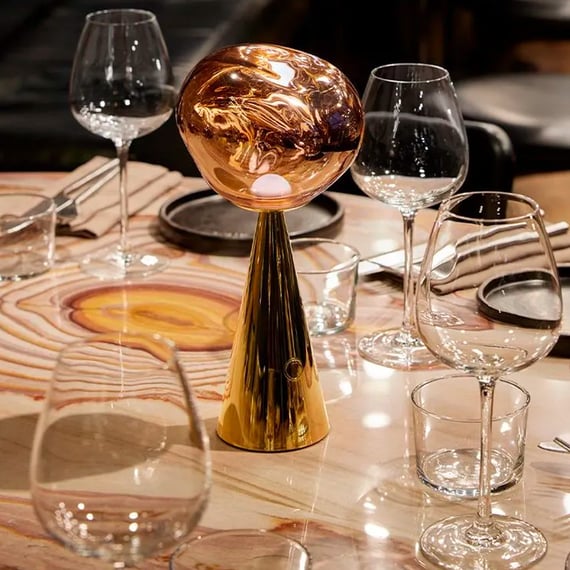 Tom Dixon Melt rechargeable table lamp, LED gold/mirrored - MEPO01GOUN ...