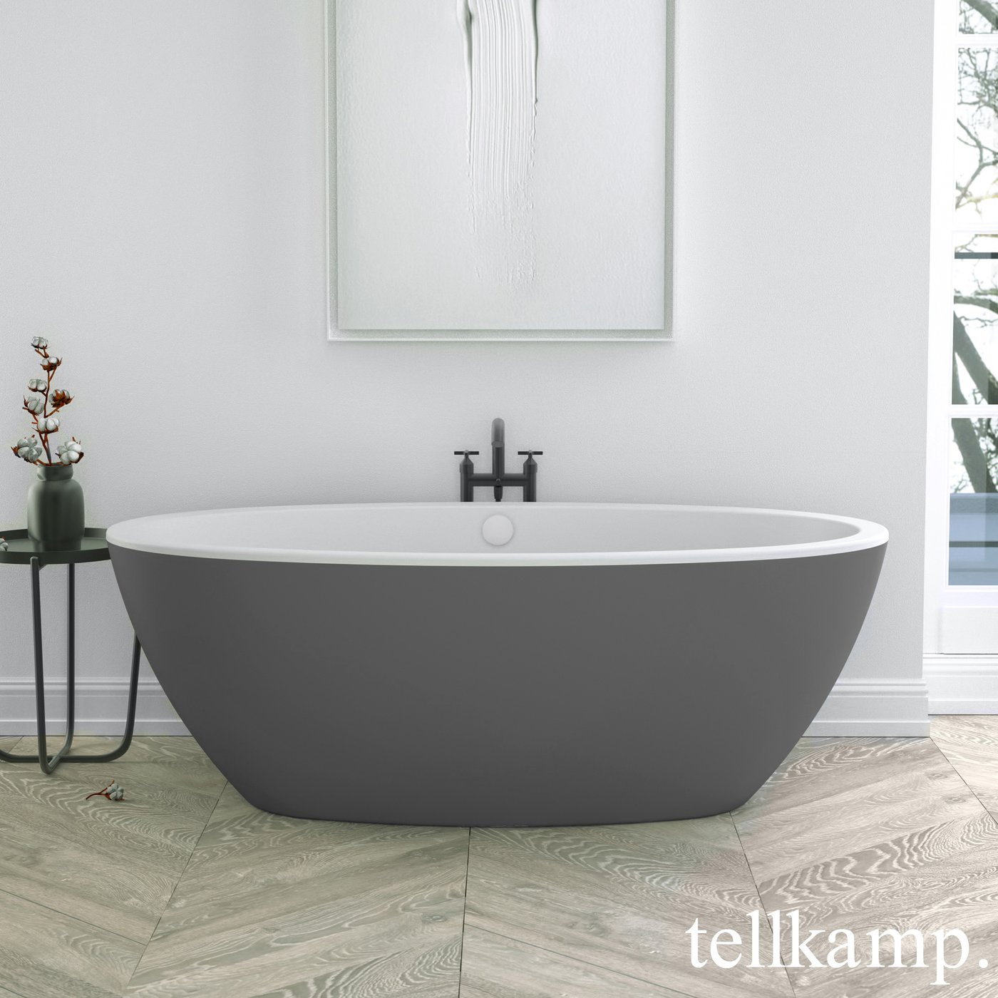 Tellkamp Space freestanding oval whirlbath matt white, panel matt ...