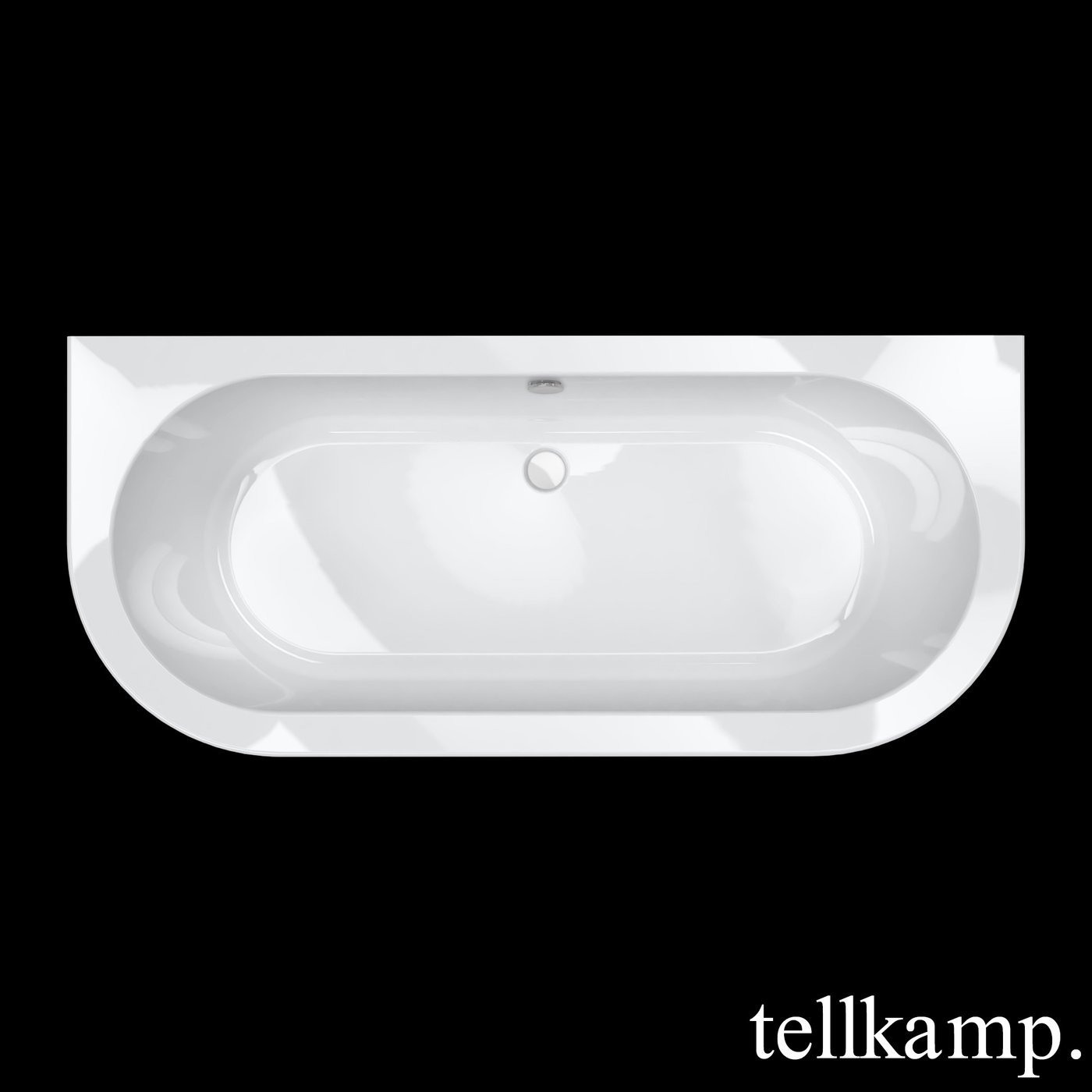 Tellkamp Solitär Wall back-to-wall bath with panelling white gloss ...