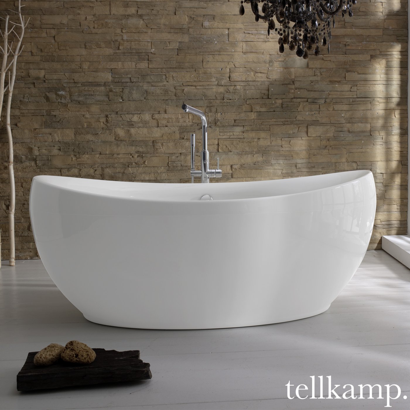 Tellkamp Spirit freestanding oval bath white gloss, with water inlet ...