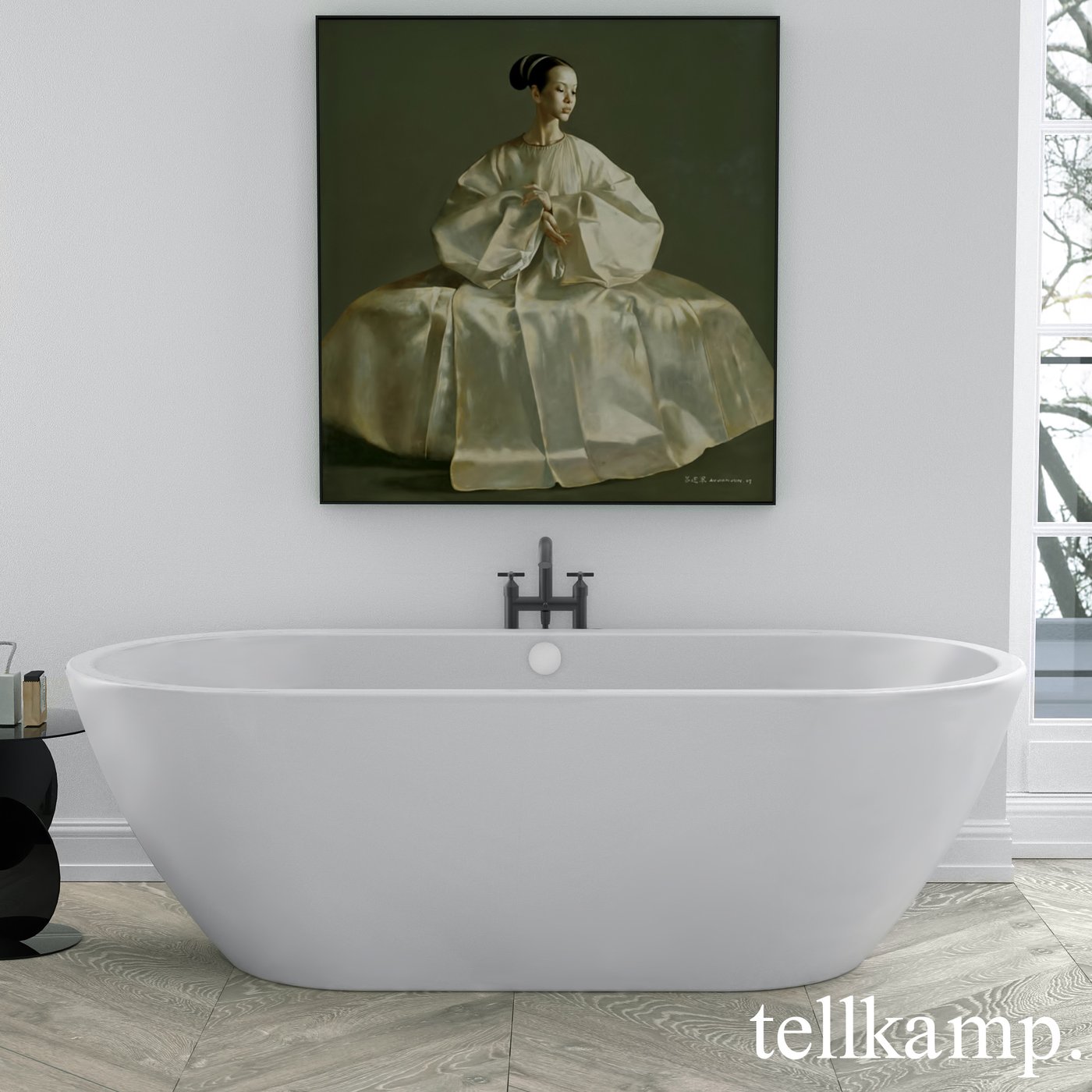 Tellkamp Cosmic freestanding oval whirlbath matt white, panel matt ...