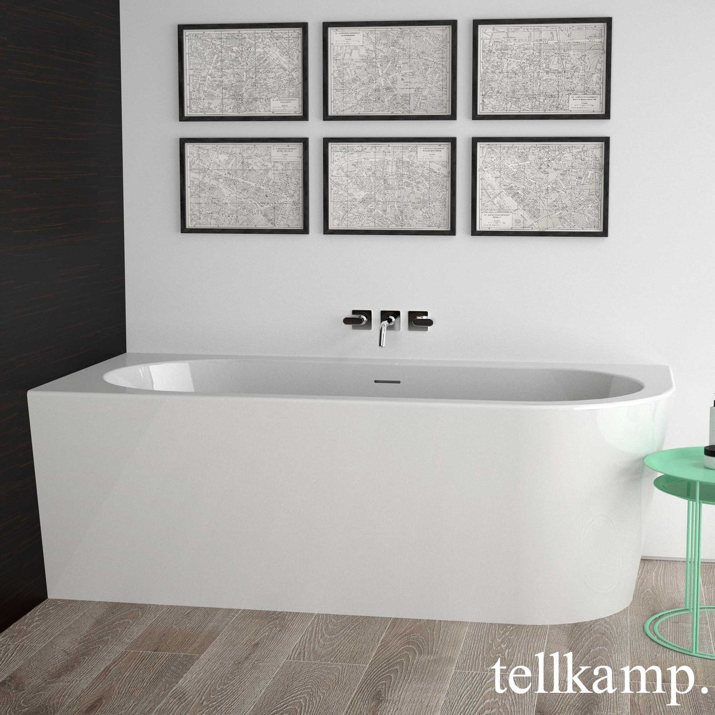 Tellkamp Pio corner whirlbath with panelling white gloss, panel white ...