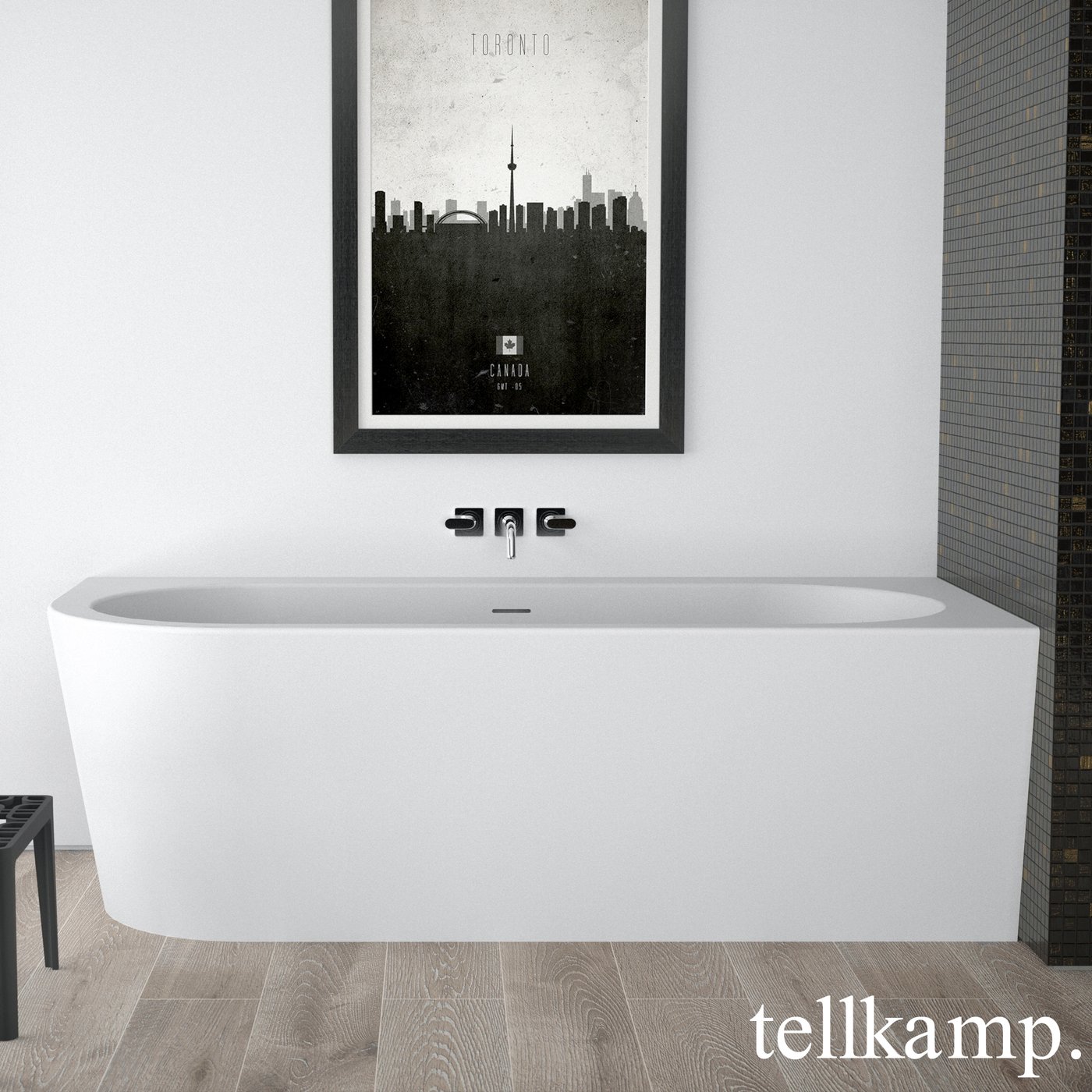 Tellkamp Pio corner whirlbath with panelling matt white, panel matt ...