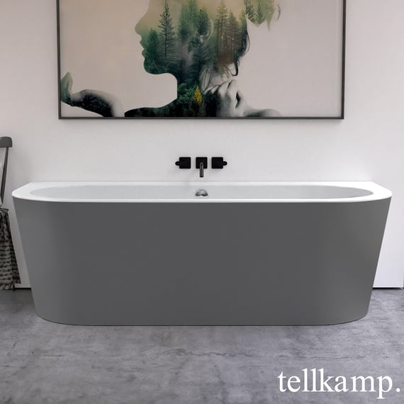 Tellkamp Solitär Wall back-to-wall bath with panelling matt white ...