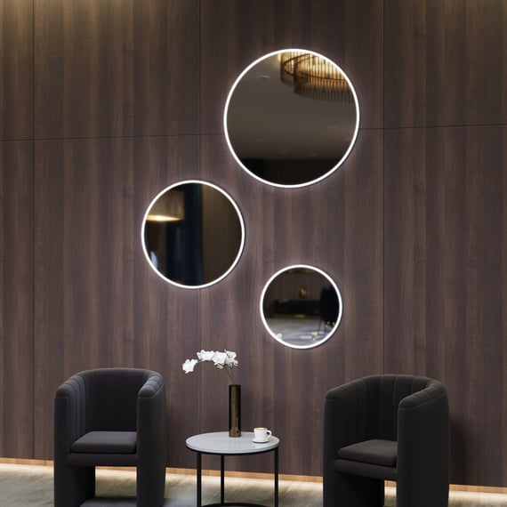 Top Light Frame Circle mirror, with lighting Ø 80 cm champagne - 34 ...