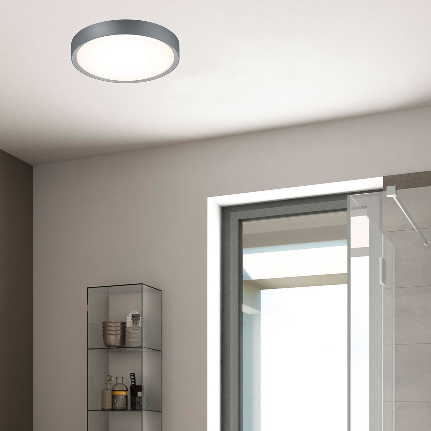 TRIO Leuchten Clarimo ceiling light, LED titanium/matt white ...