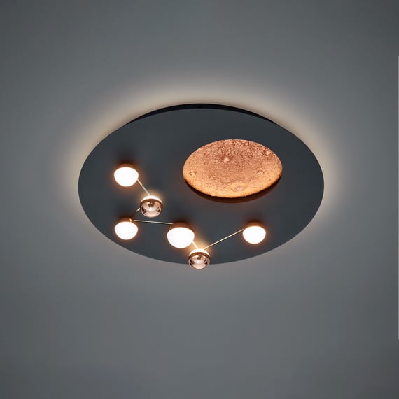 TRIO Leuchten Zodiac ceiling light, LED dimmable, matt black ...
