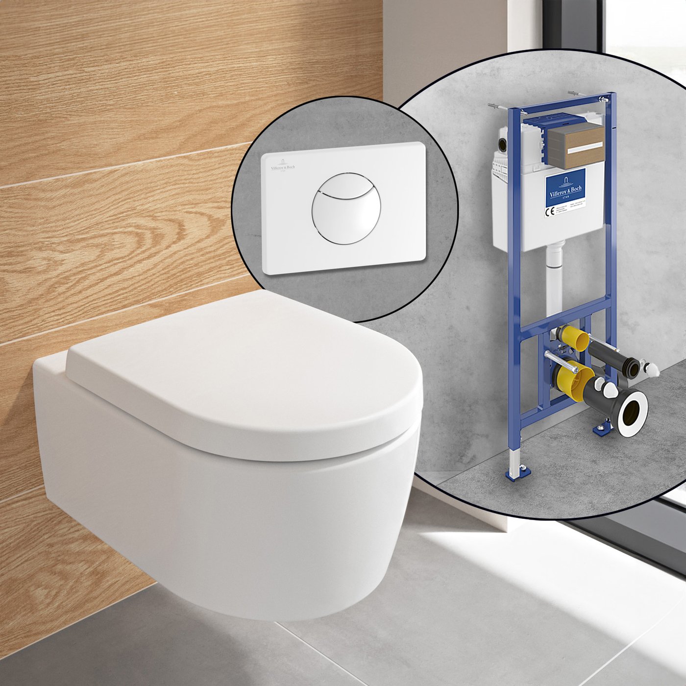 Villeroy & Boch Embrace Wand-WC, Komplett-SET, mit Vorwandelement und ...